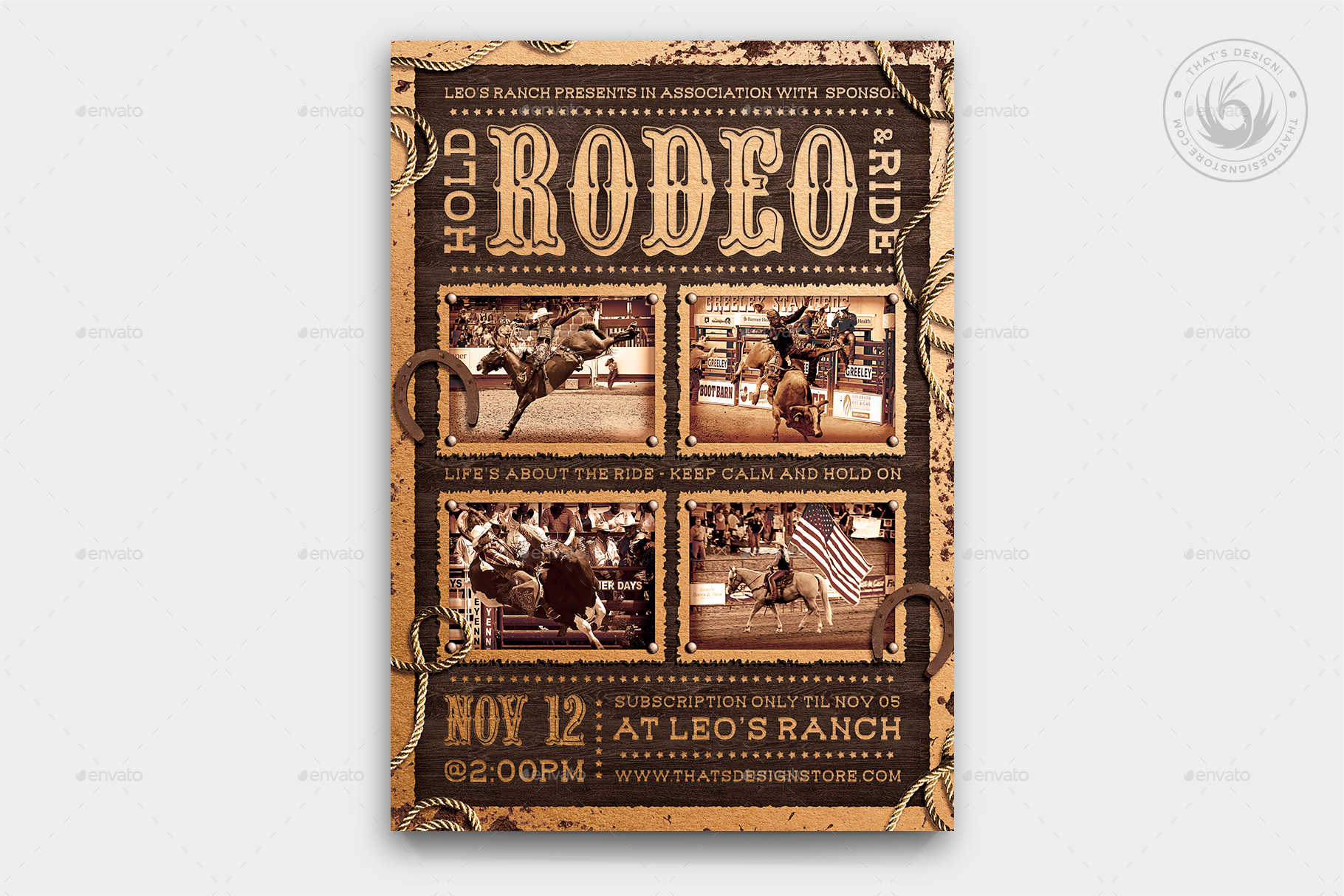 Western Rodeo Flyer Template V4, Print Templates | GraphicRiver