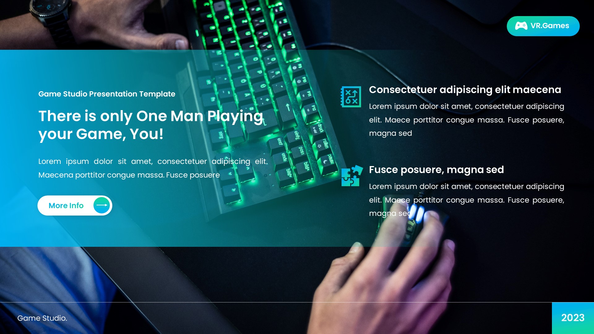 VR Games - Gaming Studio Powerpoint Template, Presentation Templates