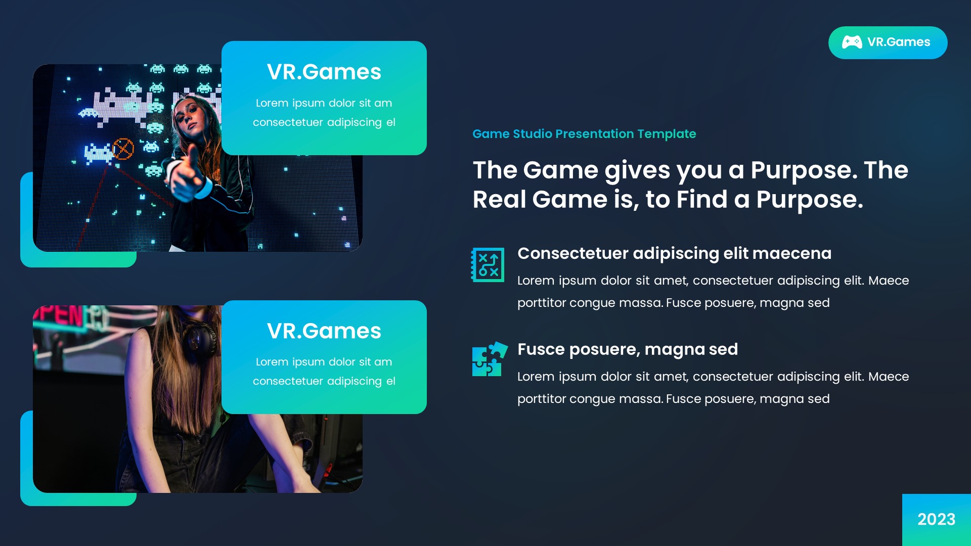 VR Games - Gaming Studio Powerpoint Template, Presentation Templates