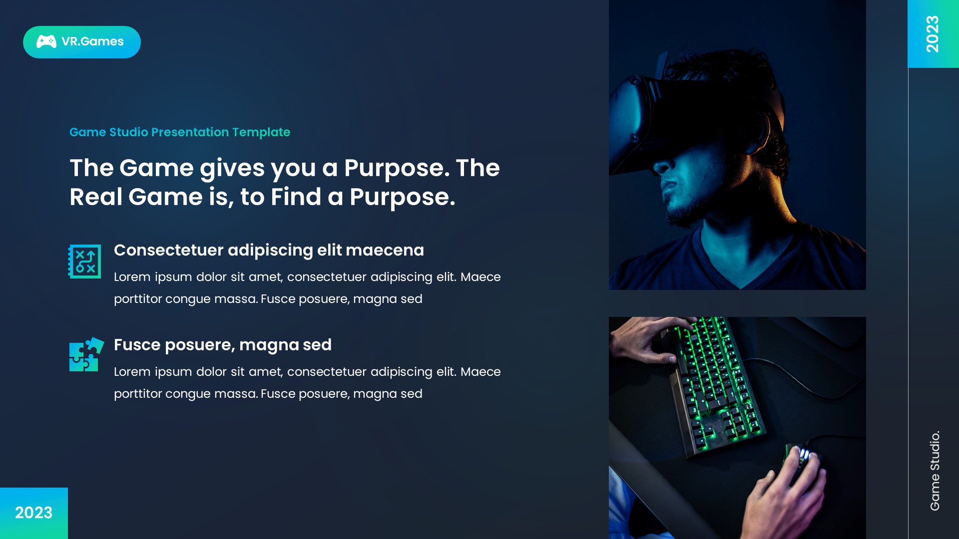 VR Games - Gaming Studio Powerpoint Template, Presentation Templates