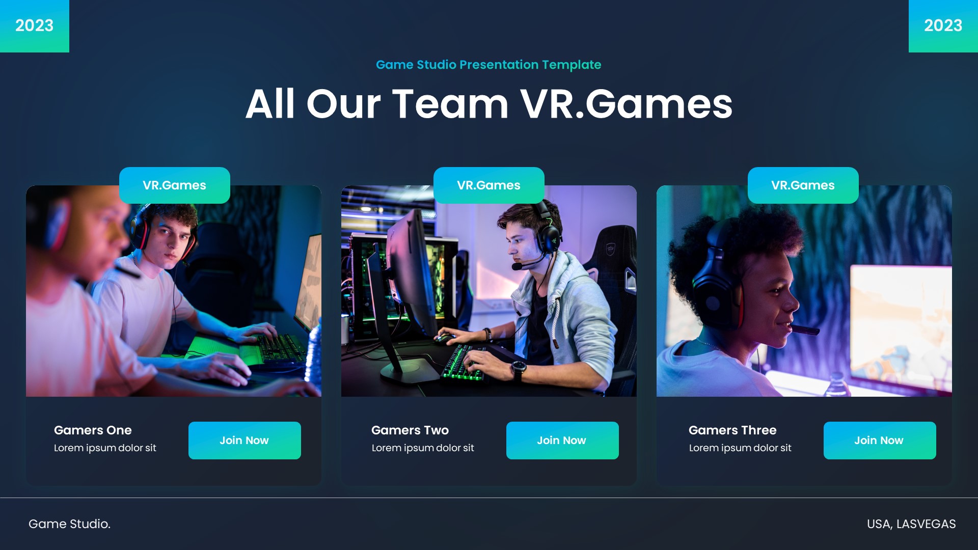 VR Games - Gaming Studio Powerpoint Template, Presentation Templates