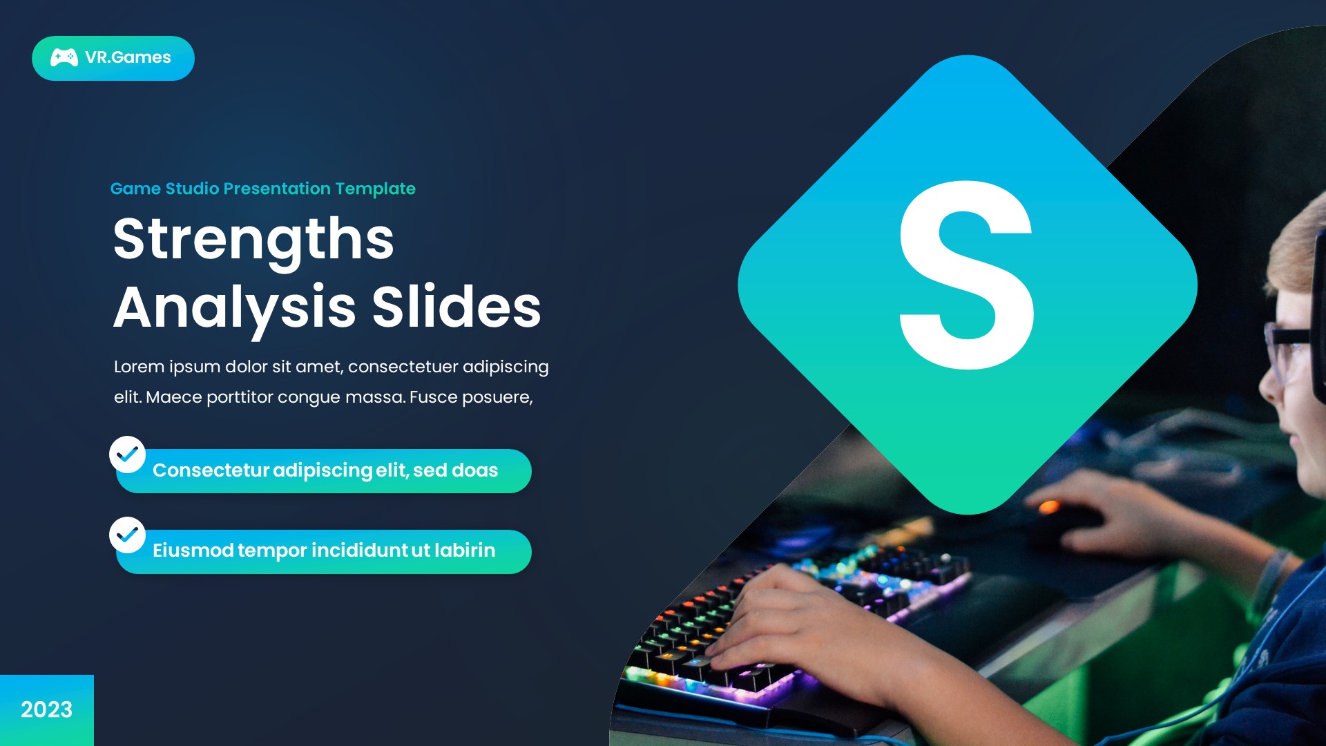 VR Games - Gaming Studio Powerpoint Template, Presentation Templates