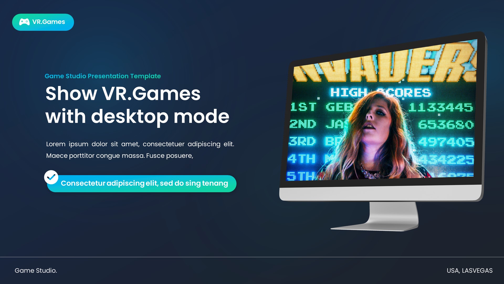 VR Games - Gaming Studio Powerpoint Template, Presentation Templates