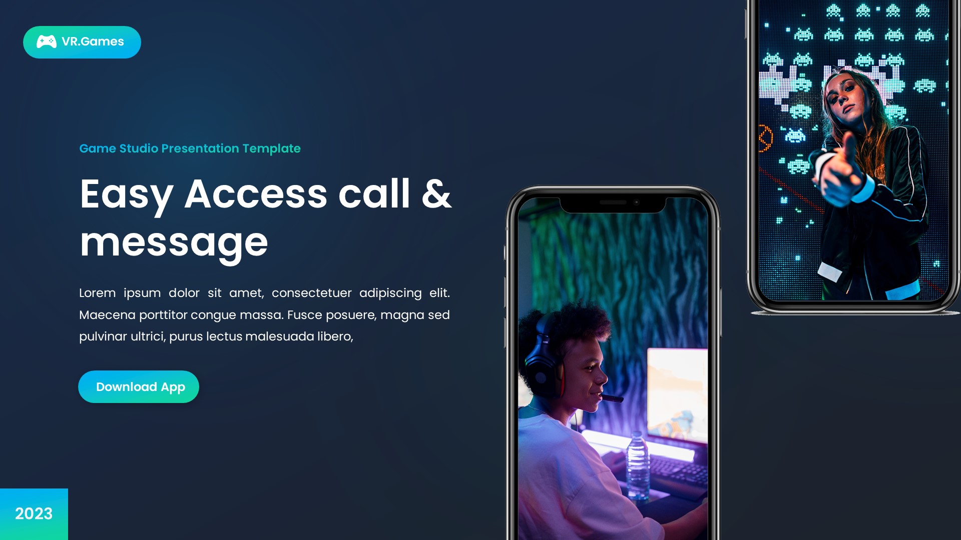 VR Games - Gaming Studio Powerpoint Template, Presentation Templates