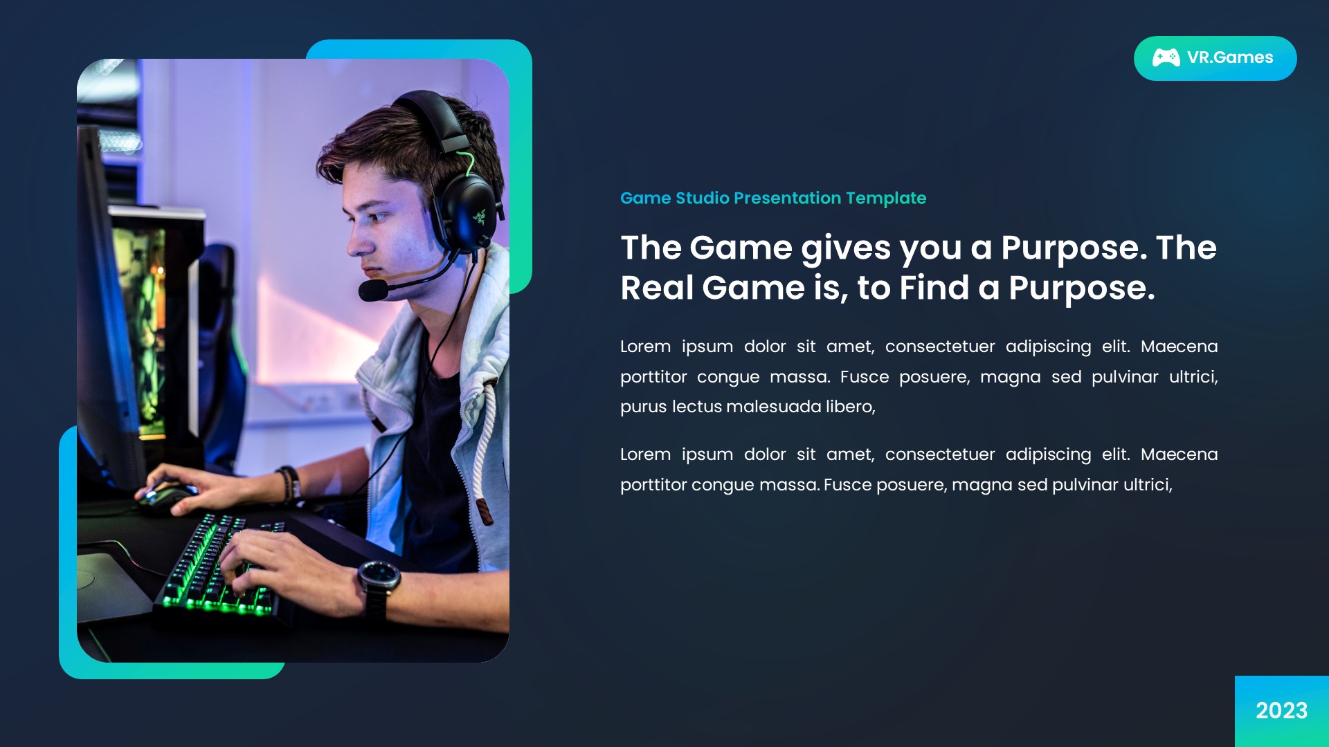 VR Games - Gaming Studio Powerpoint Template, Presentation Templates
