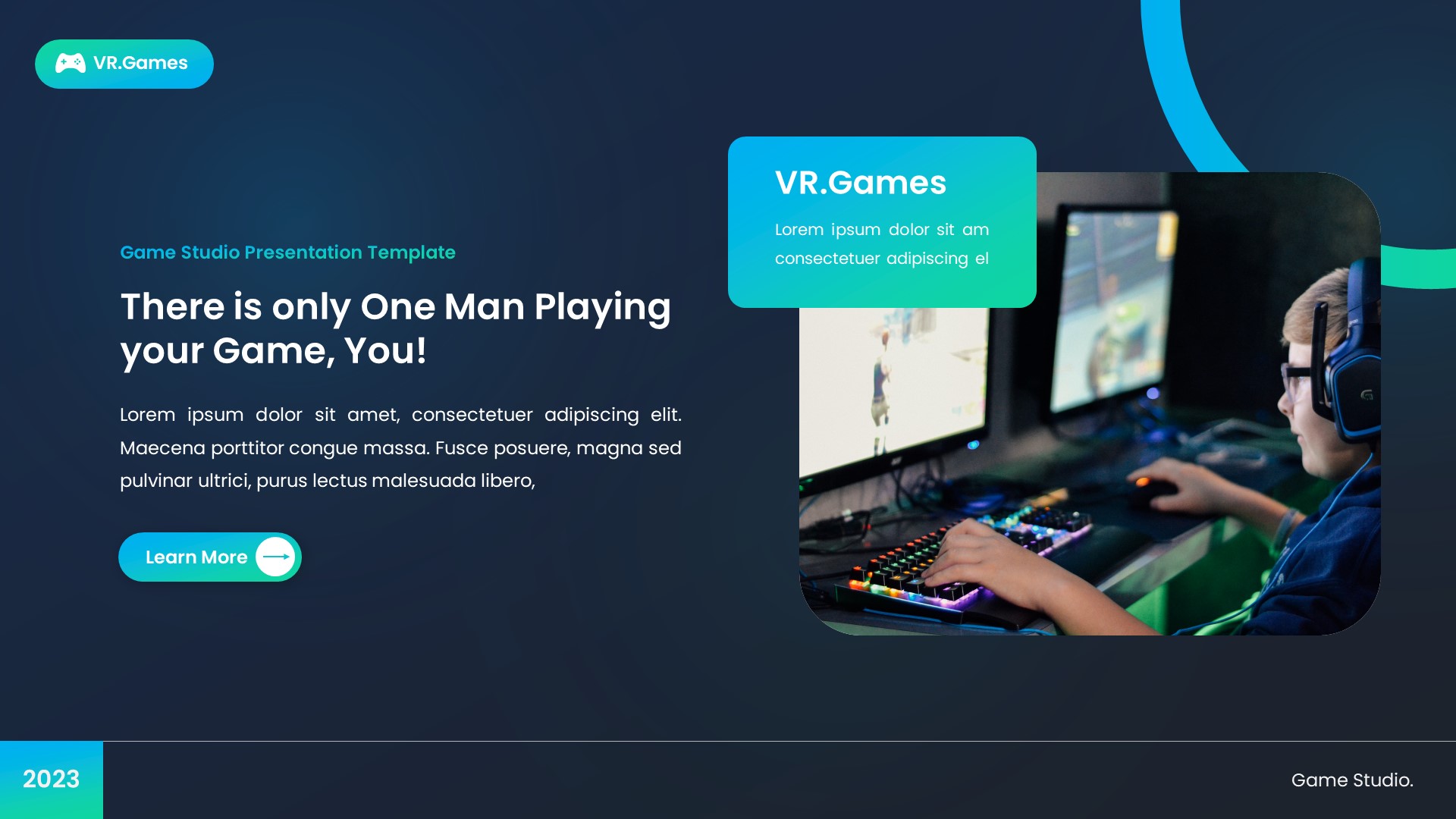 VR Games - Gaming Studio Powerpoint Template, Presentation Templates