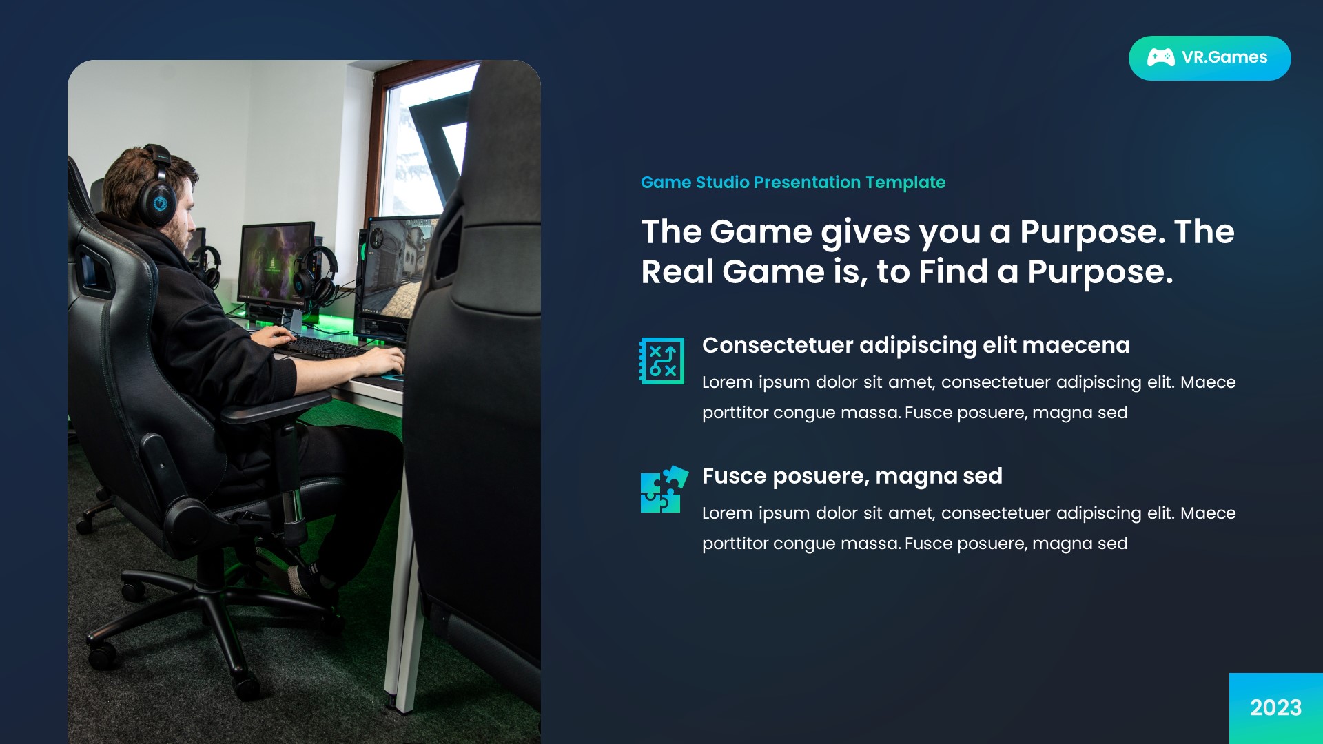 VR Games - Gaming Studio Powerpoint Template, Presentation Templates