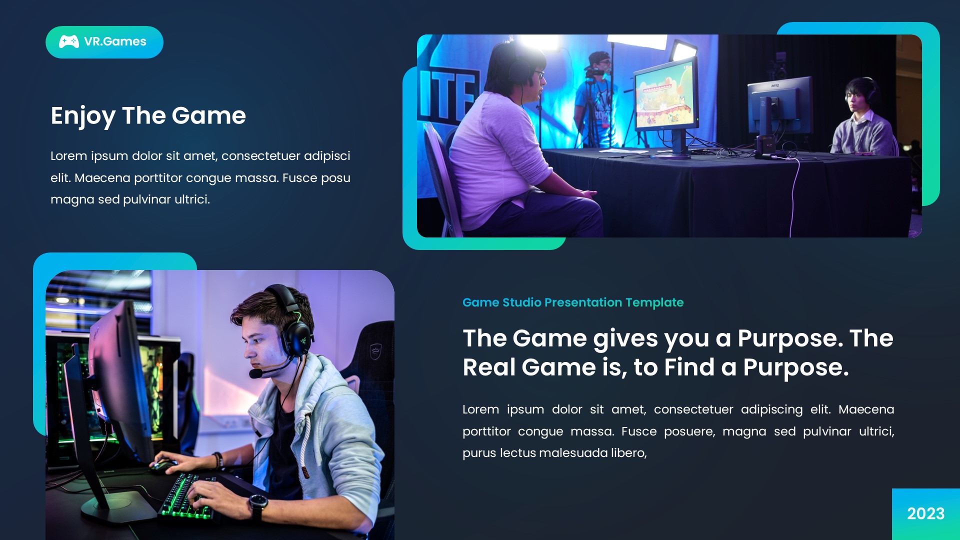 VR Games - Gaming Studio Powerpoint Template, Presentation Templates