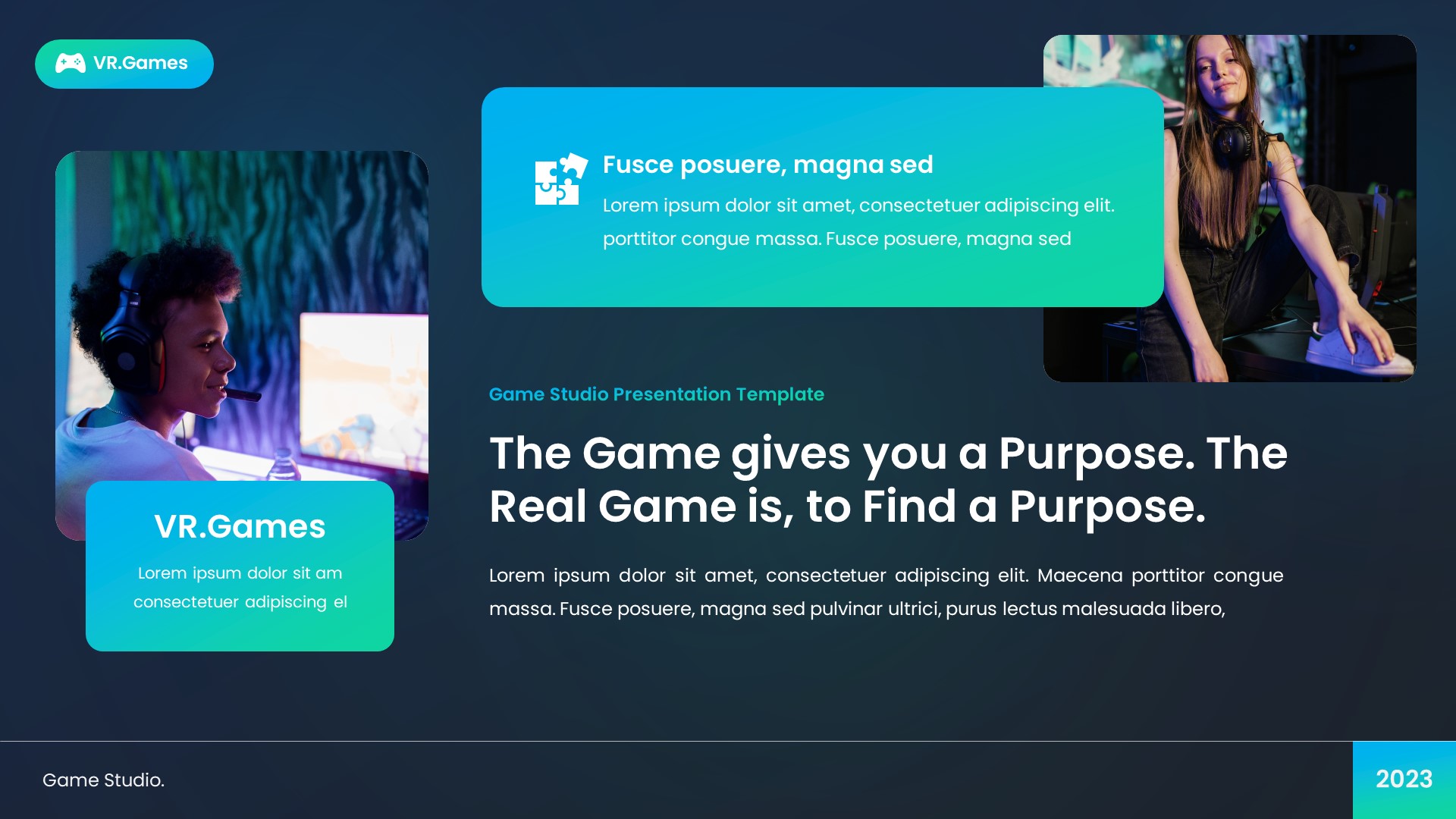 VR Games - Gaming Studio Powerpoint Template, Presentation Templates