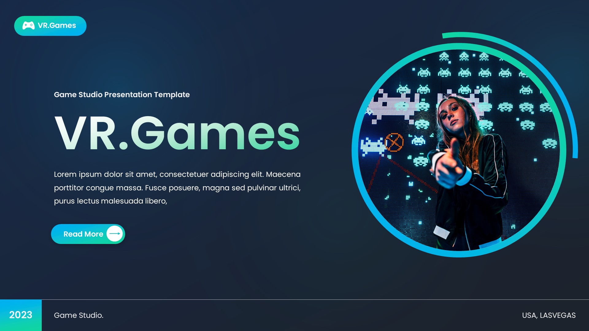 VR Games - Gaming Studio Google Slides Template, Presentation Templates