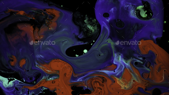 Abstract colorful paint reactions, psychedelic liquid light show, dye ...