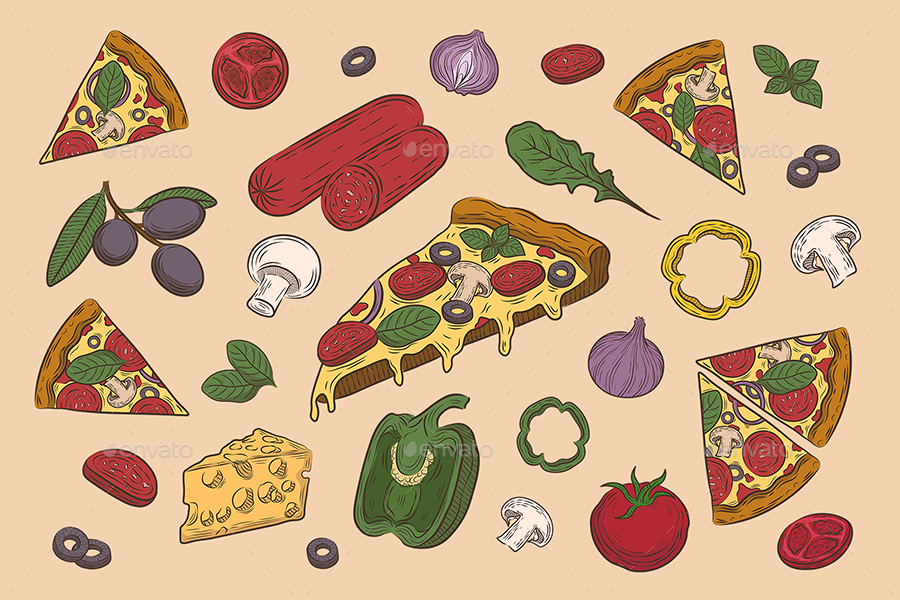 Pizza Illustrations, Graphics | GraphicRiver
