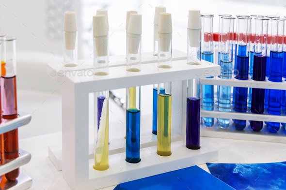 colorful test tubes in a chemical laboratory Stock Photo by ...
