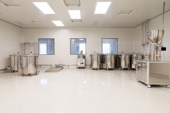 Photo production, clean room with stainless steel hardware Stock Photo ...