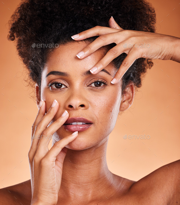 Beauty Self Care And Face Portrait Of Black Woman With Luxury Skincare