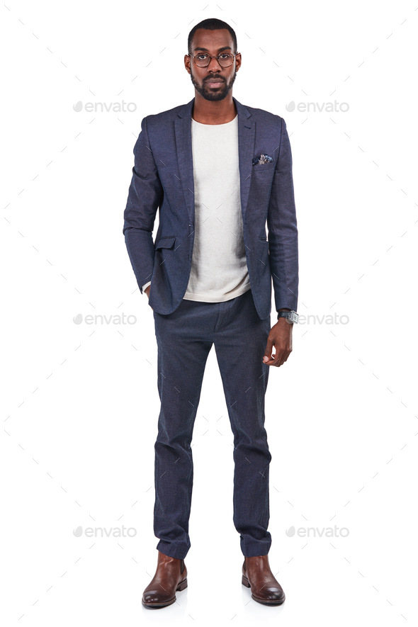 Studio portrait of a confident young businessman posing against a white background Stock Photo ...