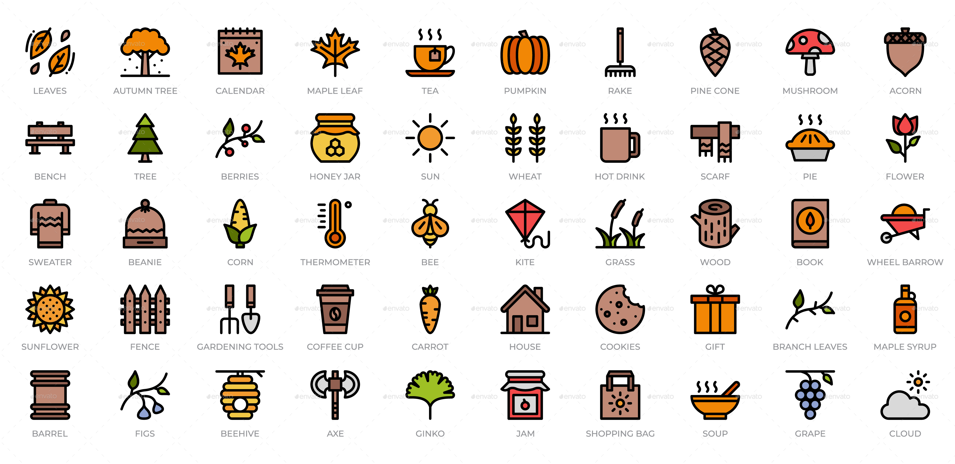 Autumn Icons Pack, Icons | GraphicRiver
