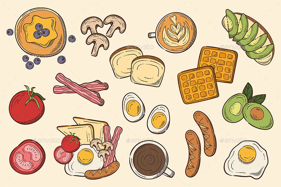 Breakfast Illustrations, Graphics | GraphicRiver
