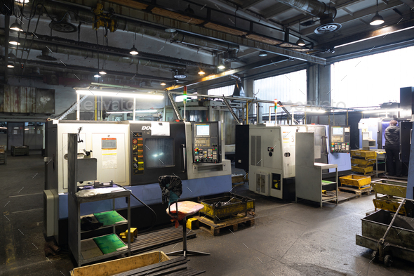 Automobile assembly production.Car factory. Auto parts. Engine factory ...