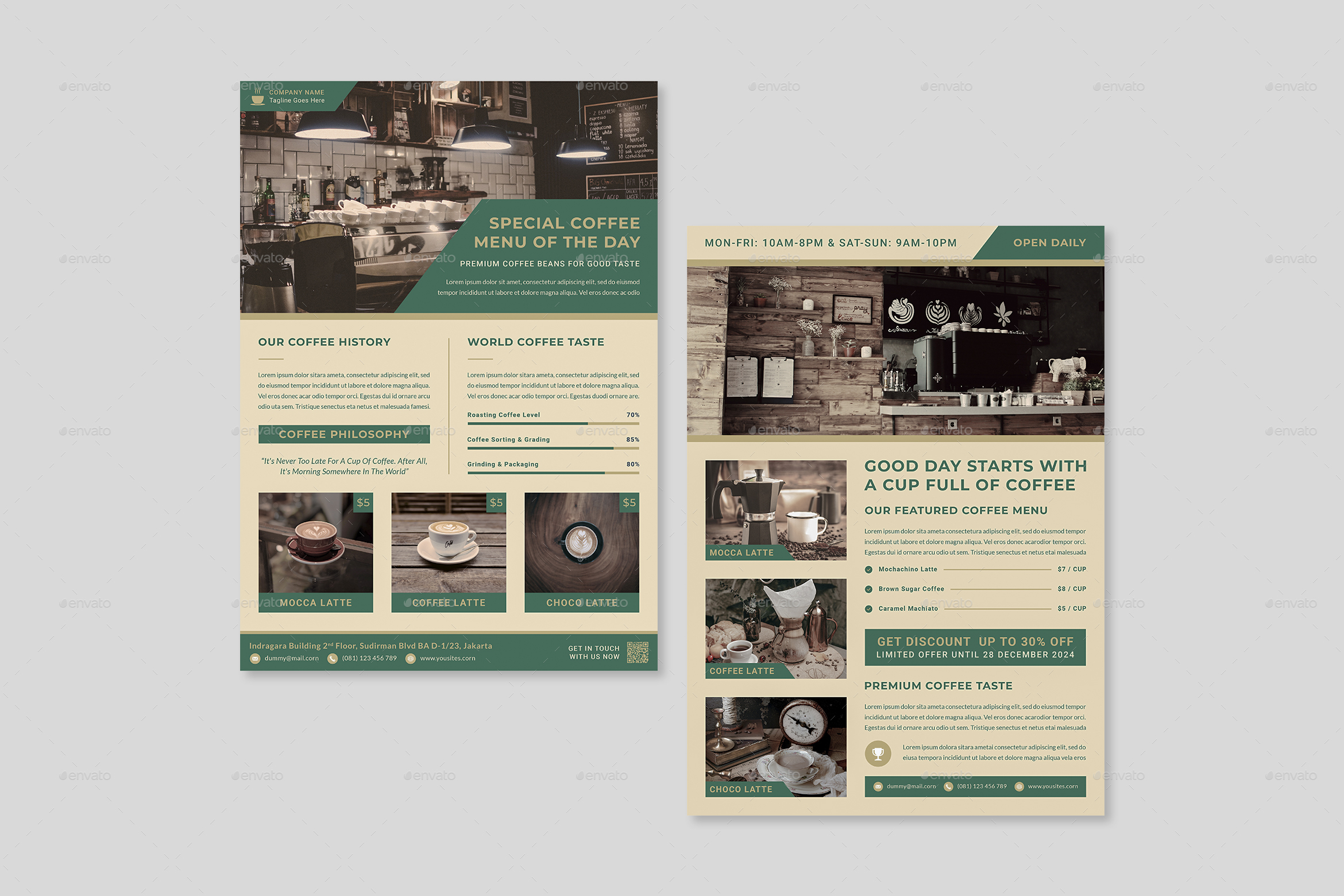 Coffee Shop & Cafe Flyer Template, Print Templates | GraphicRiver