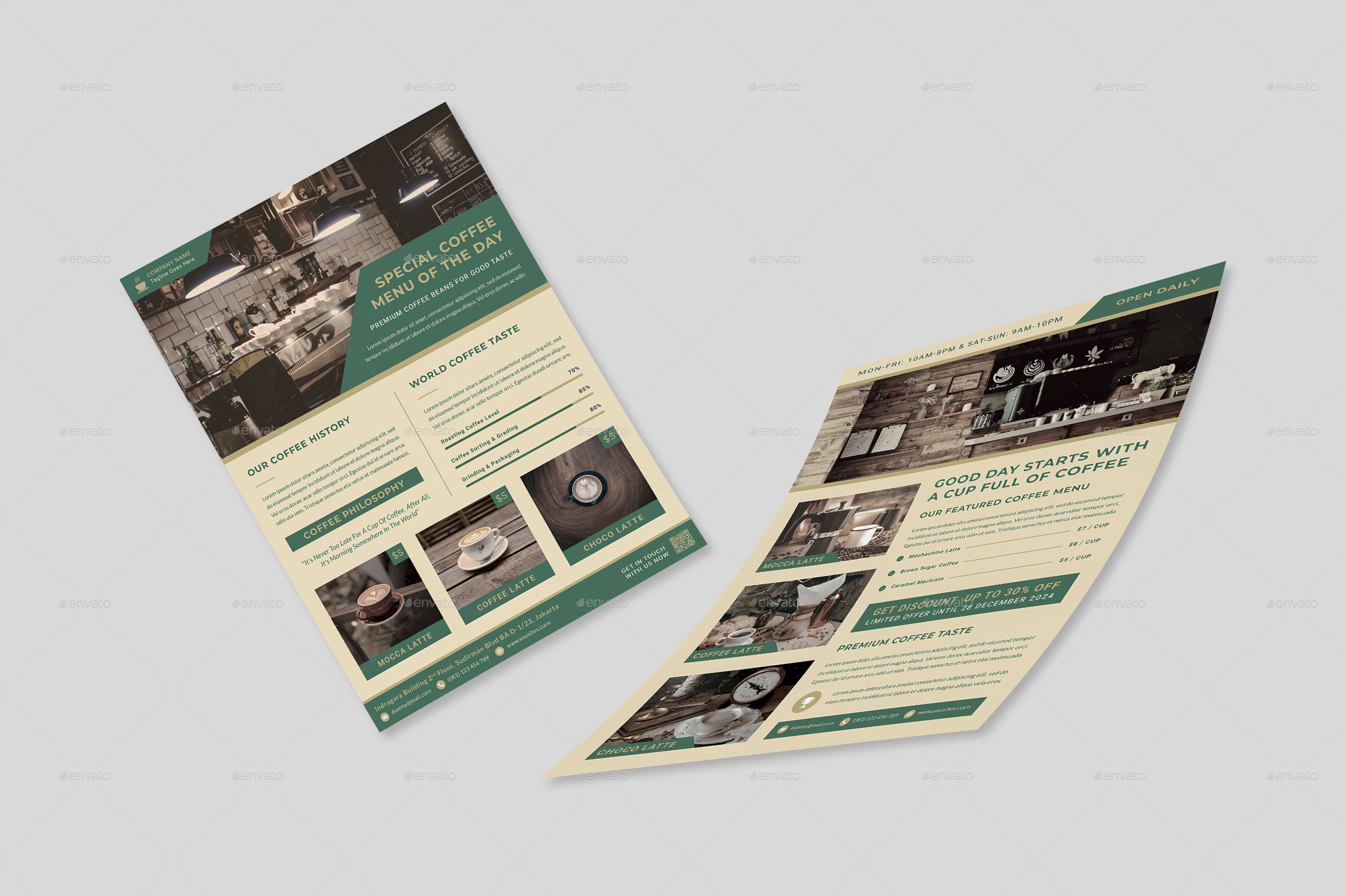 Coffee Shop & Cafe Flyer Template, Print Templates | GraphicRiver