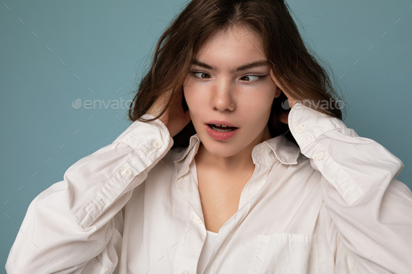 Attractive funny amusing joyful cute nice adorable tender young curly ...