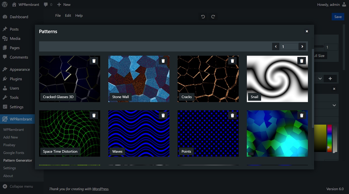 Procedural Pattern Generator Addon For WPRembrant Image Editor by andrasweb