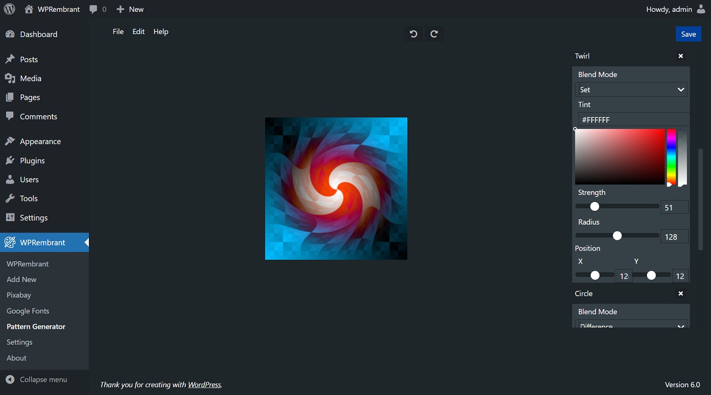 Procedural Pattern Generator Addon For WPRembrant Image Editor by andrasweb