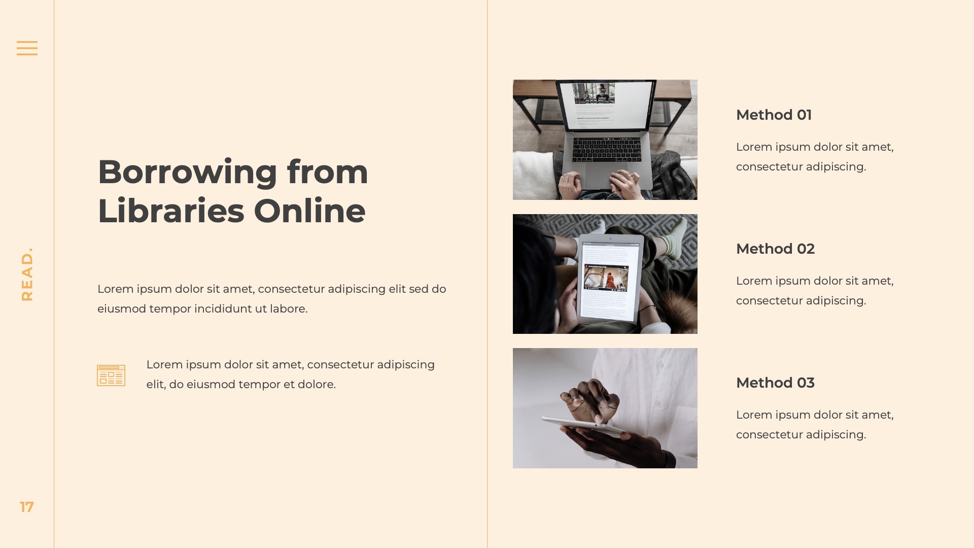 Read - Digital Book Library Application PowerPoint, Presentation Templates
