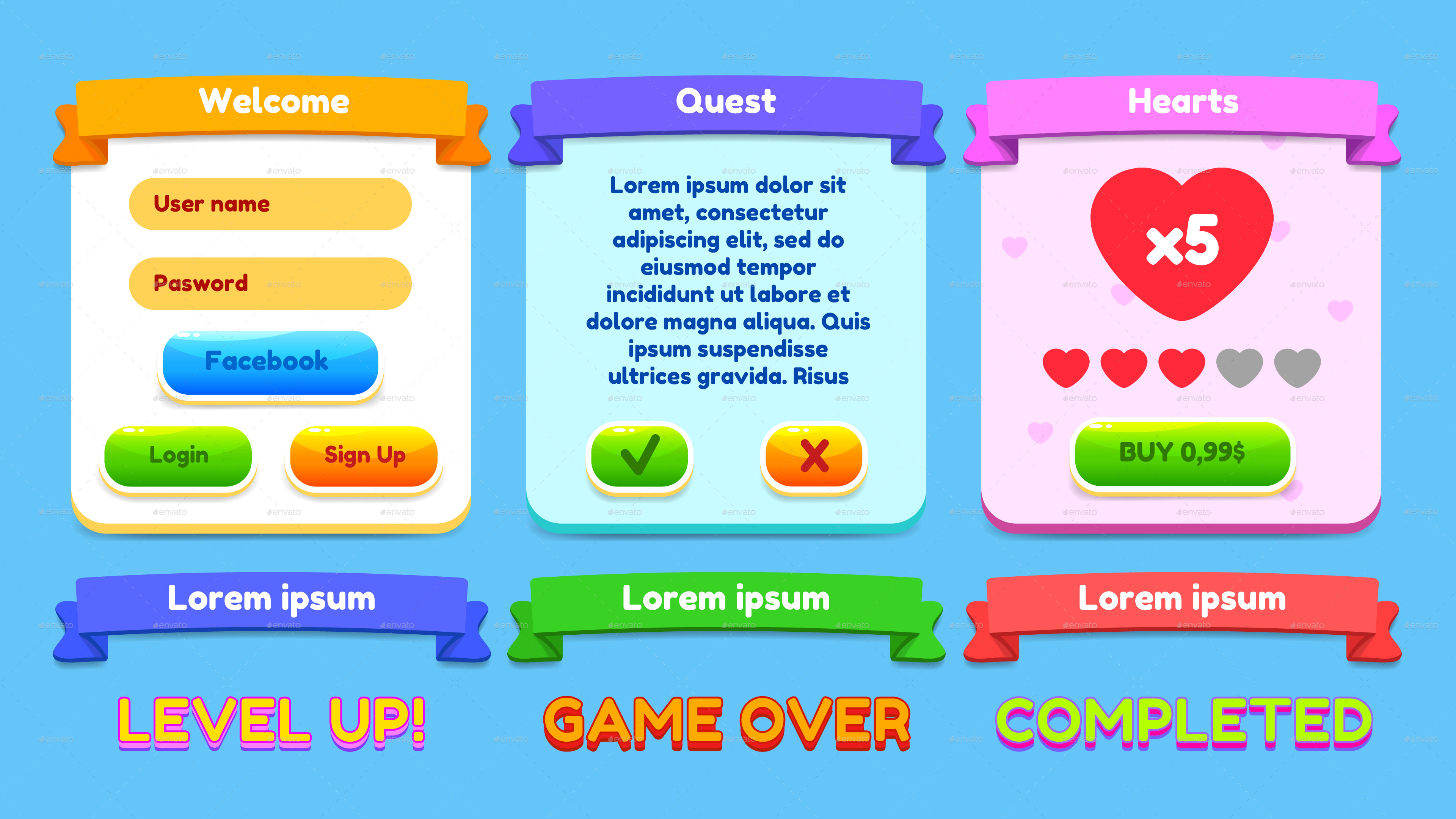 UI Game Kit Casual, Game Assets | GraphicRiver