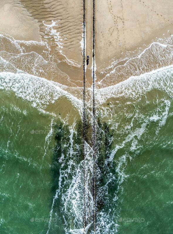Bird's-eye view of sea waves in Zeeland, Netherlands Stock Photo by ...