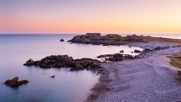 Calm sunrise overlooking Fort Le Marchant and shooting range in ...
