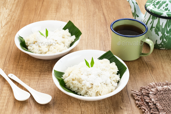 Ketan Kelapa Parut, Indonesian traditional snack Stock Photo by ...