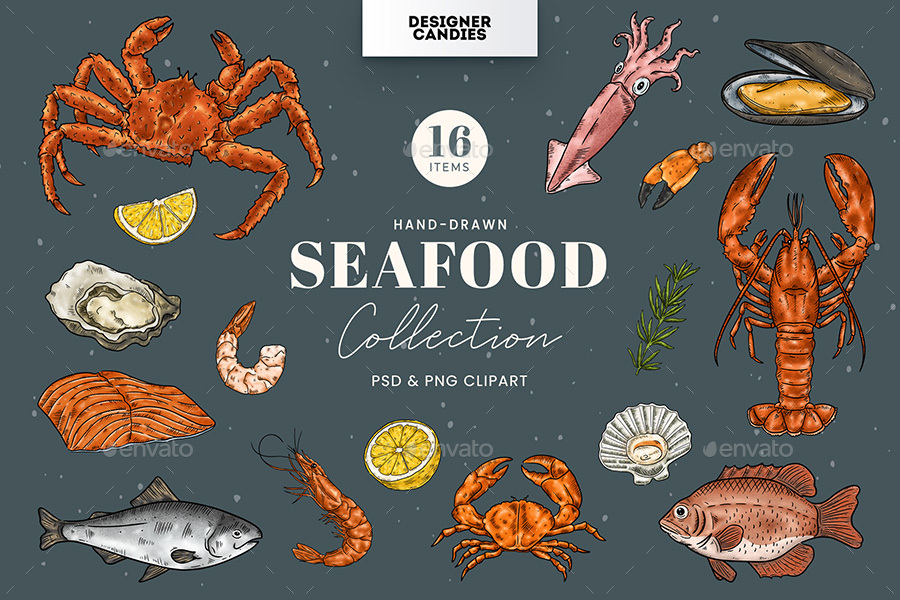 Seafood Clipart Illustrations, Graphics | GraphicRiver