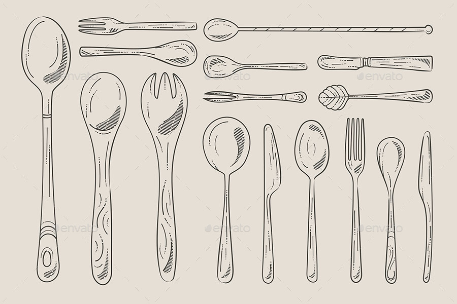 Cutlery Illustrations, Graphics | GraphicRiver