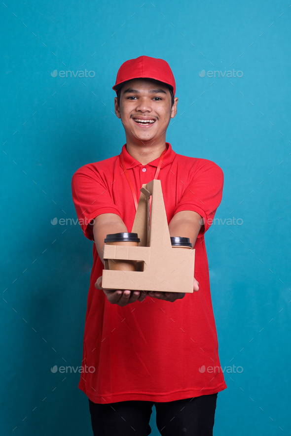 Food and drinks delivery man Stock Photo by Garakta-Studio | PhotoDune