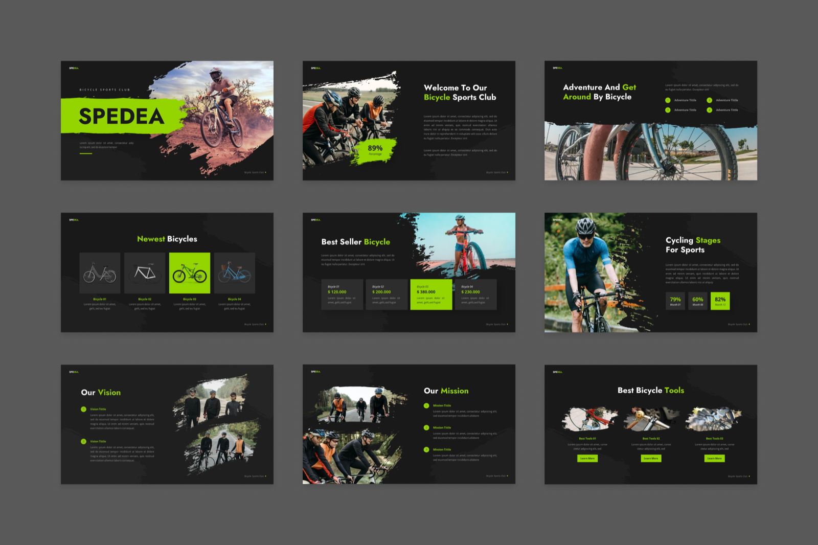 Spedea - Bicycle Sports Club Keynote Template, Presentation Templates