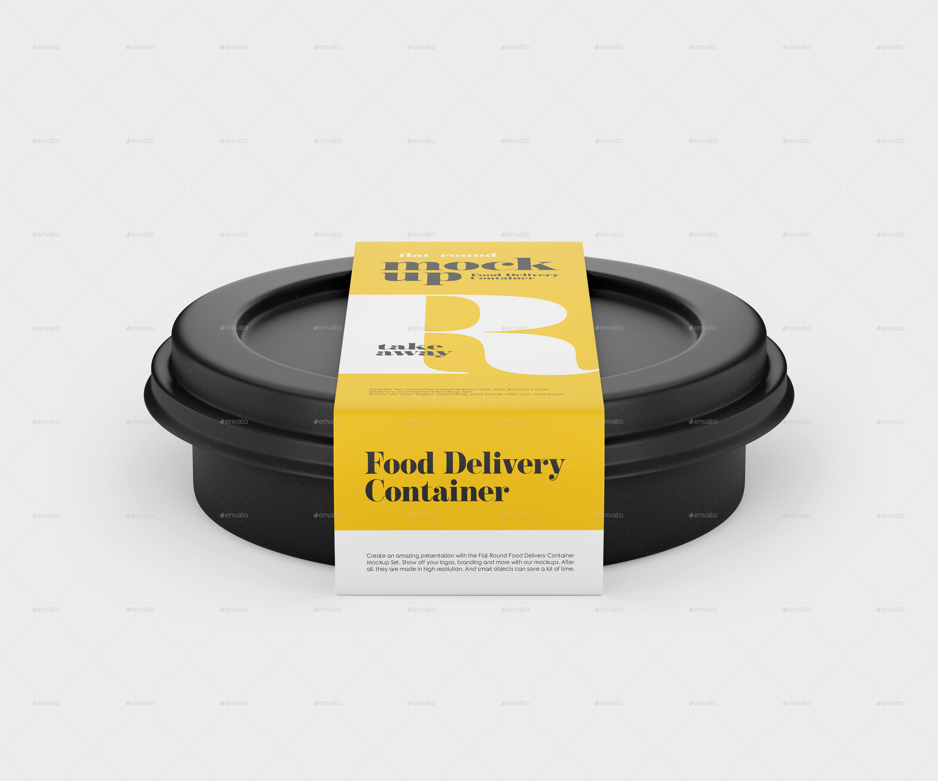 Flat Round Food Delivery Container Mockup Set, Graphics | GraphicRiver