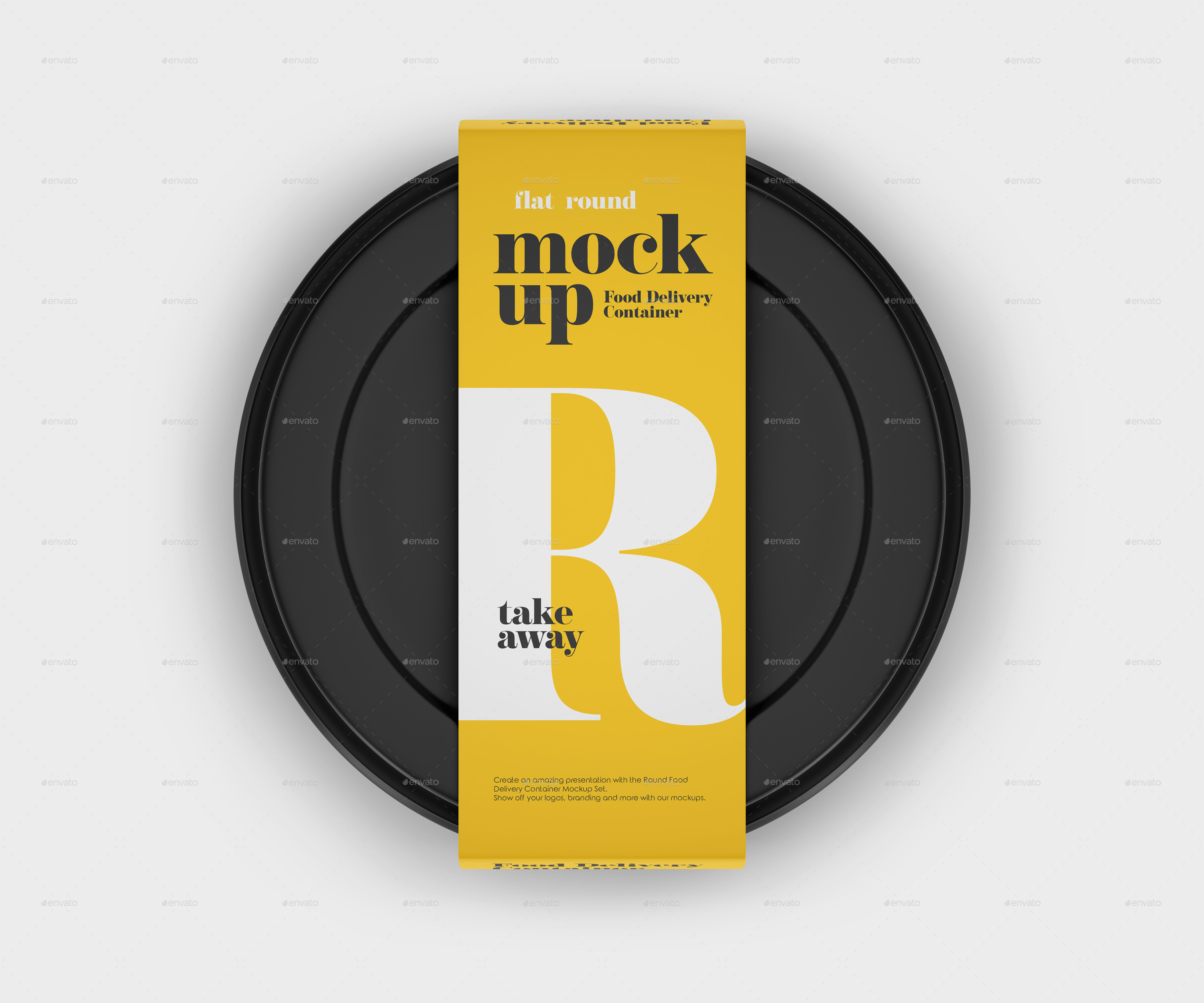 Flat Round Food Delivery Container Mockup Set, Graphics | GraphicRiver