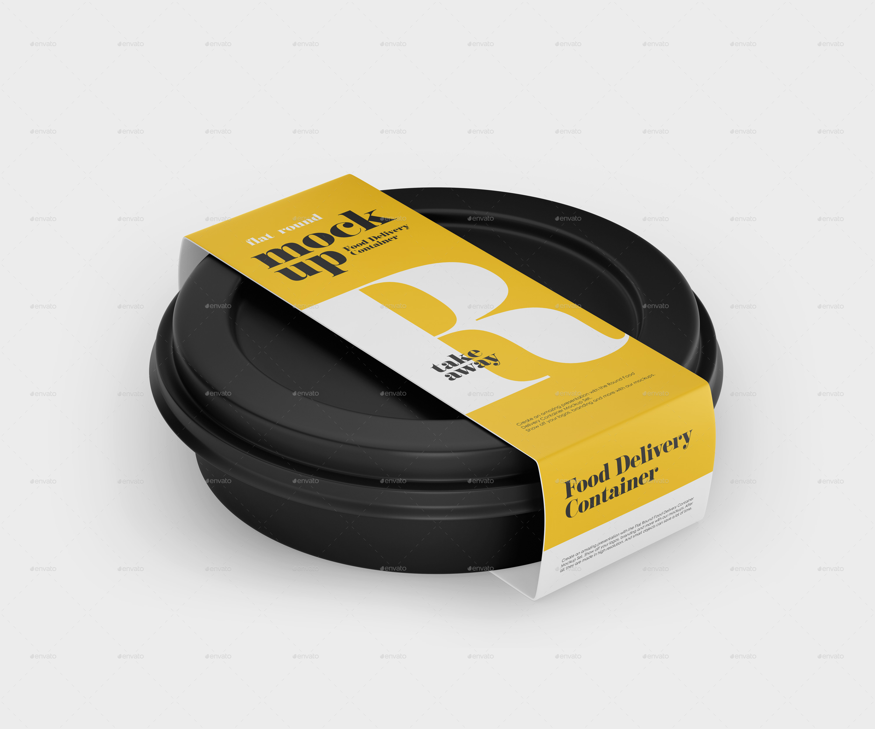 Flat Round Food Delivery Container Mockup Set, Graphics | GraphicRiver