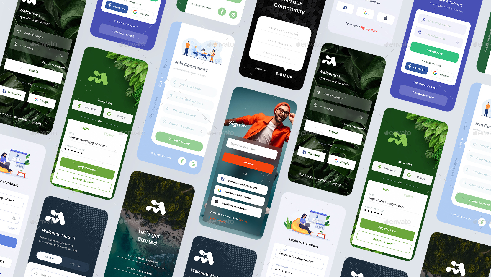 Sign in Sign up Screen App UI KIT | Login + Create Account | MagicPack ...