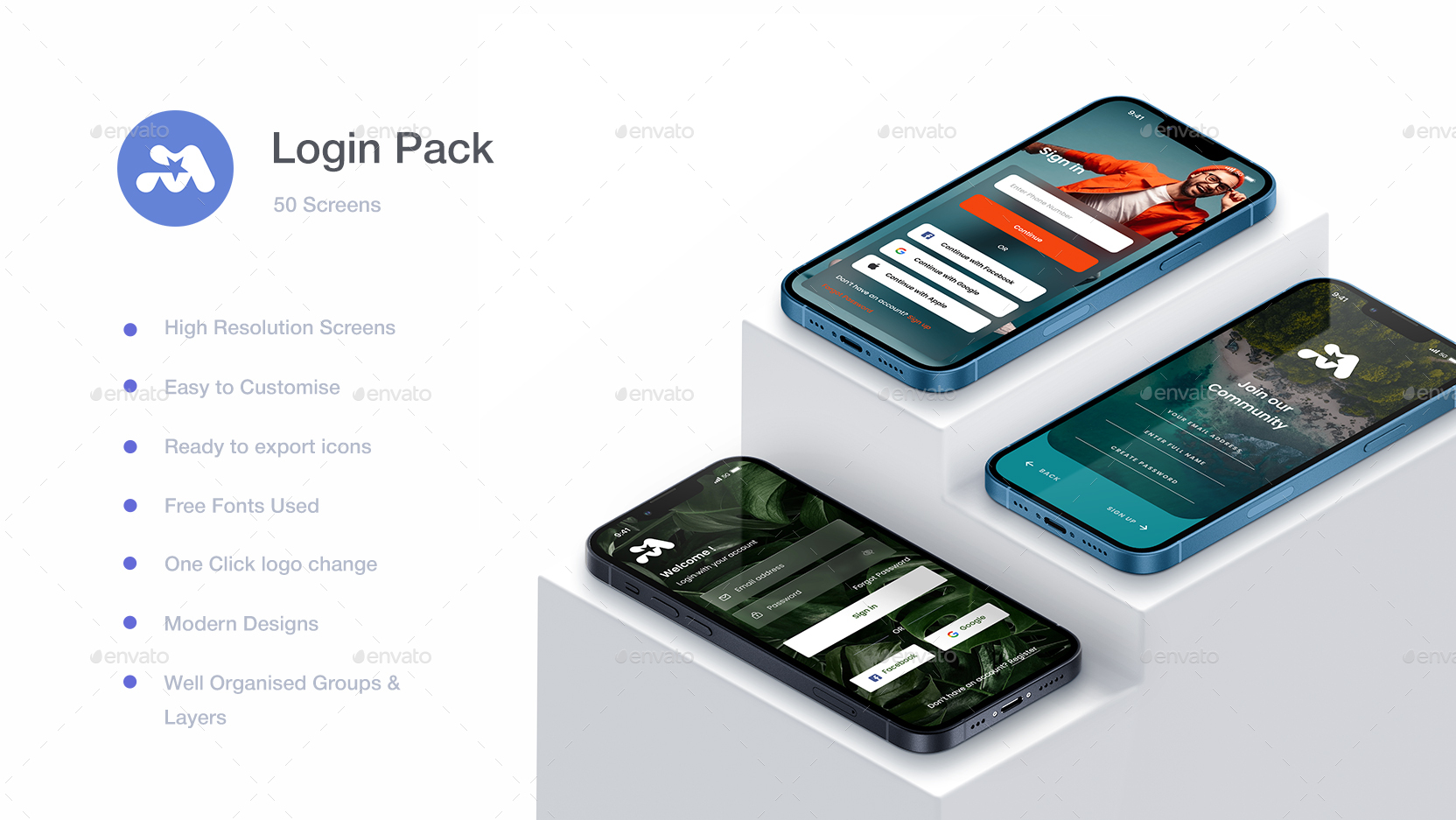 Sign in Sign up Screen App UI KIT | Login + Create Account | MagicPack ...