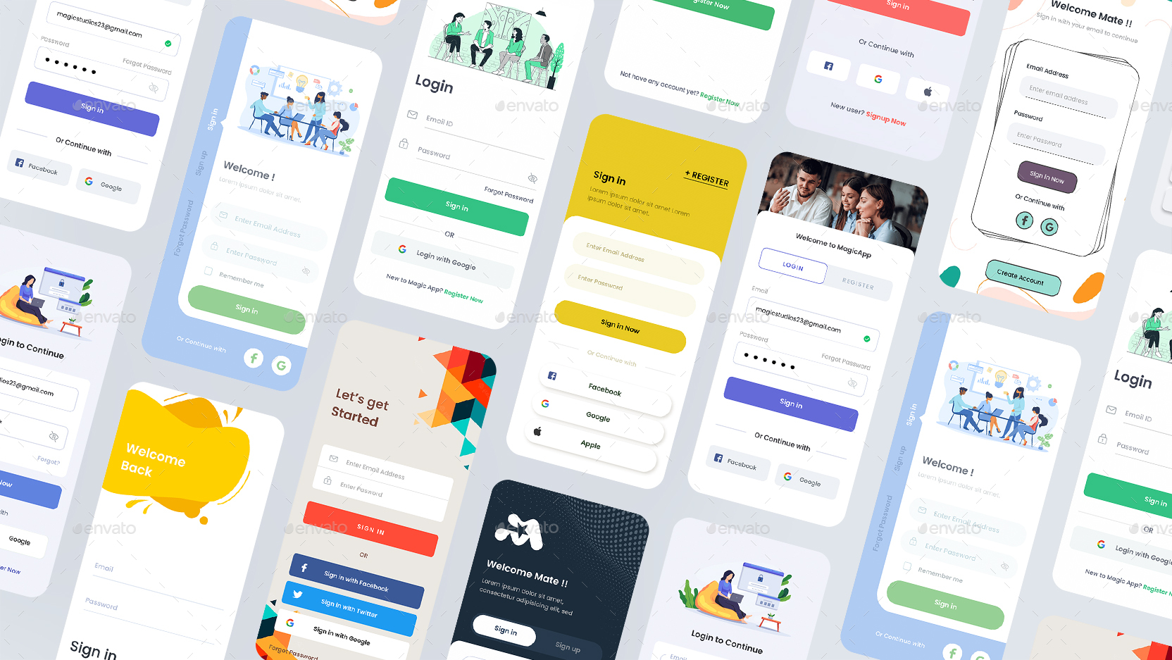Sign in Sign up Screen App UI KIT | Login + Create Account | MagicPack ...