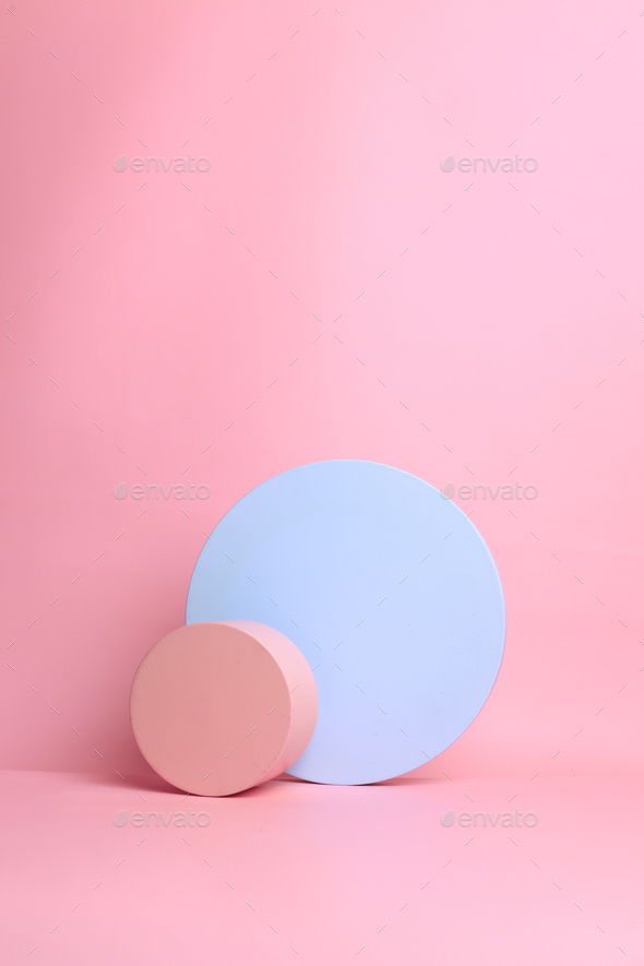 Pink and blue round shape, pastel color background. Stock Photo by ...