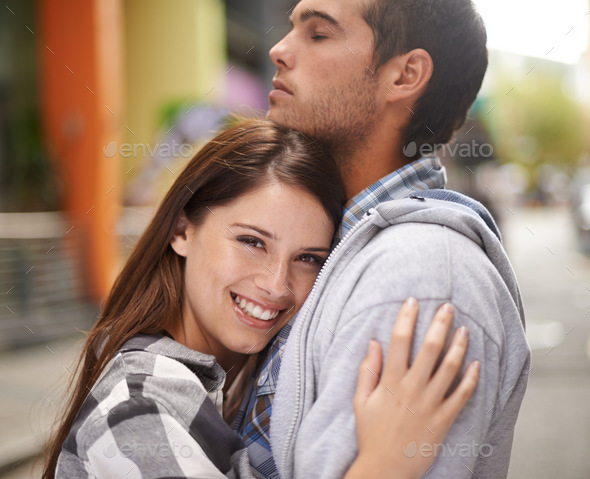 Bonding on this special day. A young couple outside. Stock Photo by ...