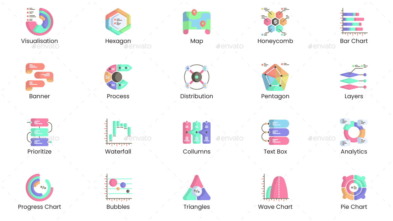 Infographic and Chart Flat Icons, Icons | GraphicRiver