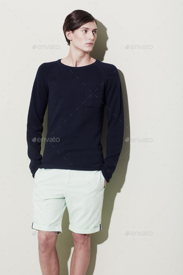 Elegant male features. A handsome young man with elegant facial ...