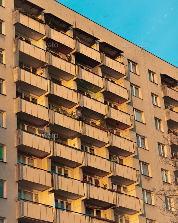 Vertical shot of a typical block of flats in Poland Stock Photo by ...