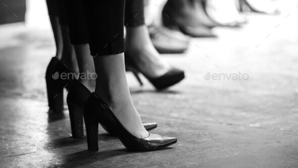 Fashion Show, catwalk runway event, models at he backstage of a fashion ...