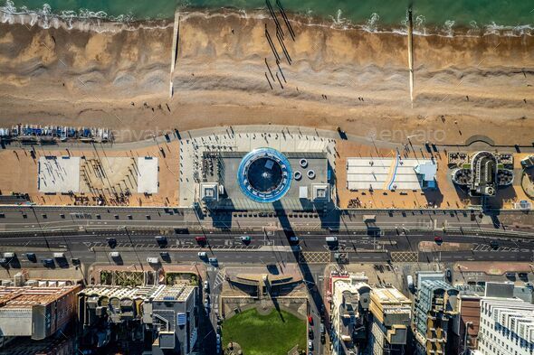 Bird's eye view of Brighton observation tower. England, United Kingdom ...
